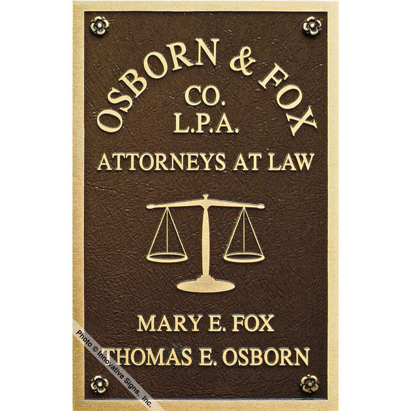Law Office Sign - Osborn Style 34536 Cast Bronze Plaque - Law Office Signs