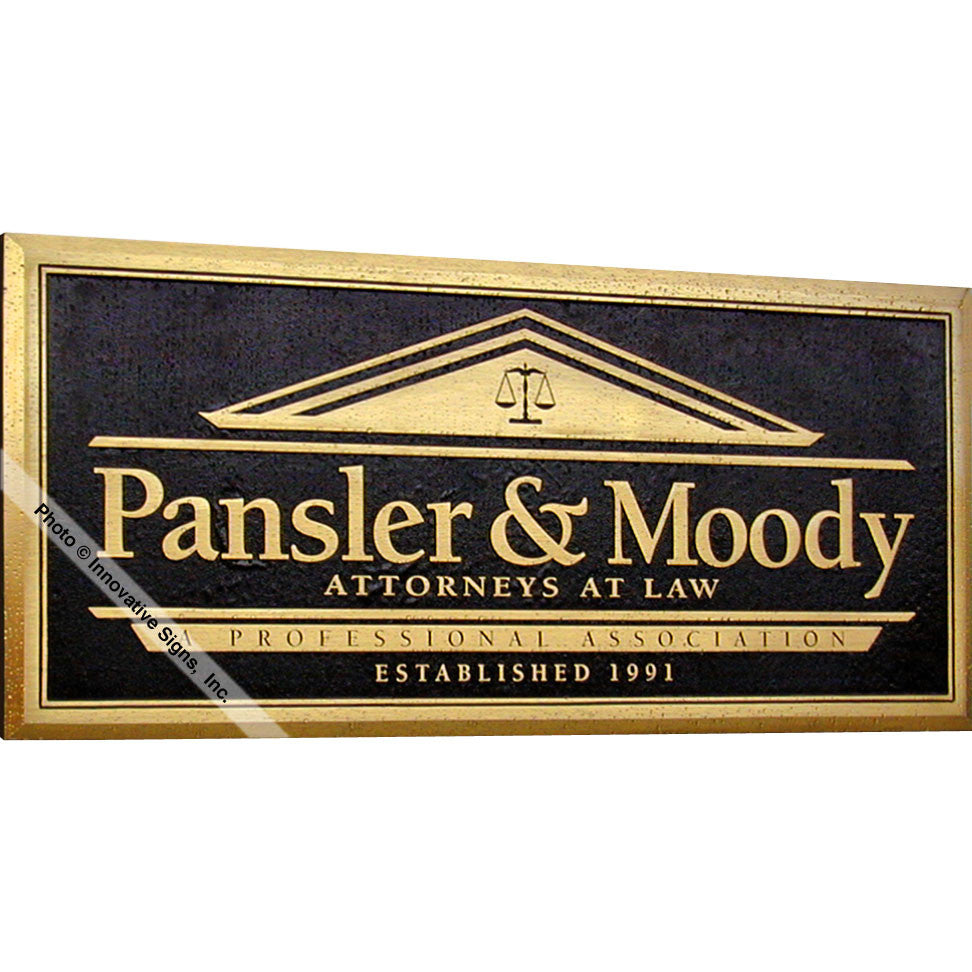 Law Office Sign - Pansler Style 23163 Cast Bronze Plaque - Law Office Signs