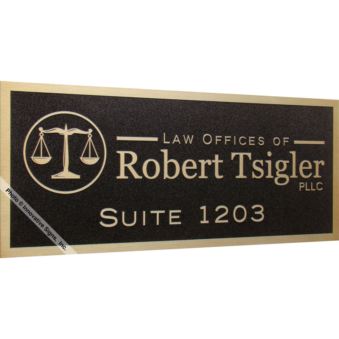 Law Office Sign - Tsigler Style 41252 Etched Bronzetone Zinc Plaque ...